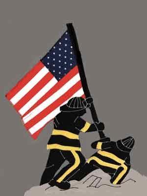 9 11 Firefighters Raising Flag