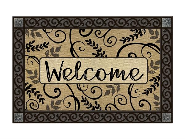 Leafy Scroll Welcome MatMate® - 18 x 30 in – The Flag and Sign Place