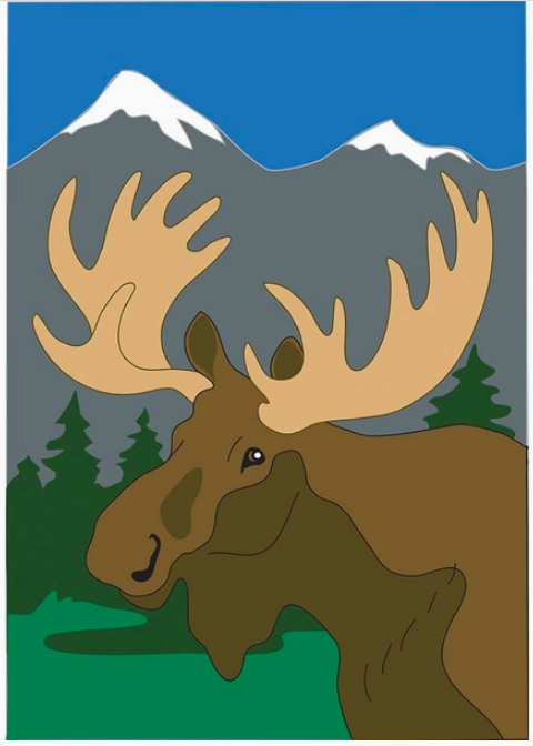 Moose Flag - appliqued poly - double-sided - 13 x 18 in – The Flag and ...