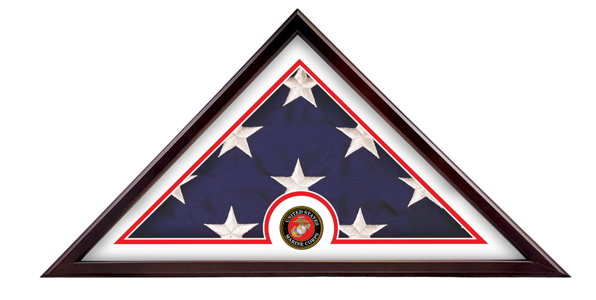 Flag Case - Veteran's Freedom Marine Corps - Cherry finish - for 5 x 9 ...